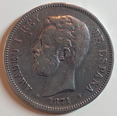 Milanuncios - 5 pesetas Amadeo I de 1871 de plata