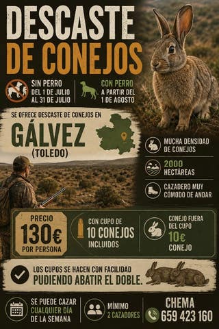 Milanuncios - Días sueltos de descaste de conejos