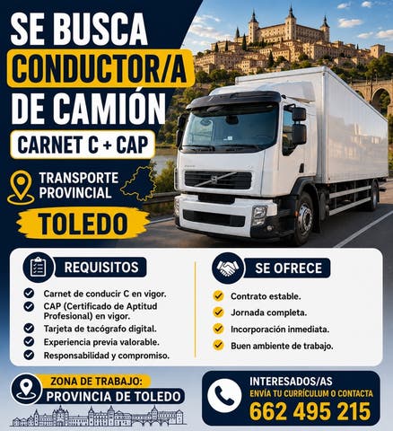Milanuncios - SE BUSCA CONDUCTOR/A DE CAMIÓN (Carnet C