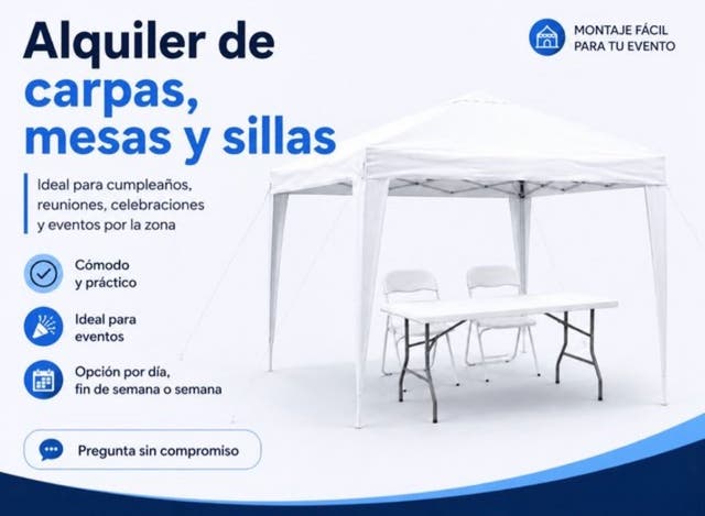 Milanuncios - Alquiler de carpa, mesa y silla plegable