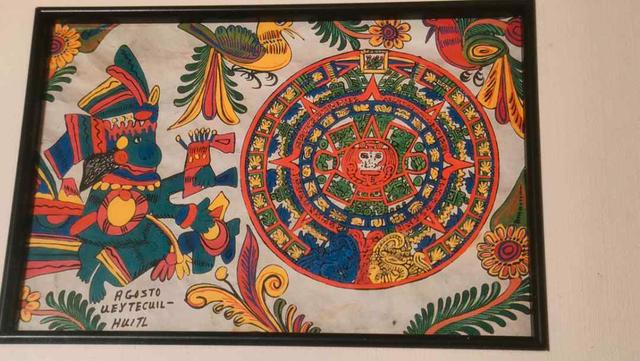 Milanuncios - Lámina Azteca en marco de madera lacada