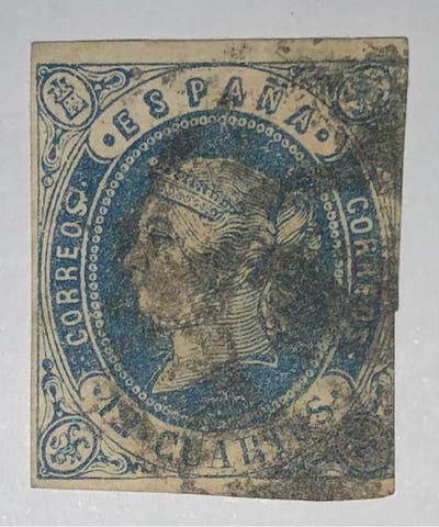 Milanuncios - Sello 12 cuartos azul de 1862 Isabel II