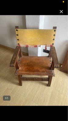 Silla madera y cuero | Milanuncios